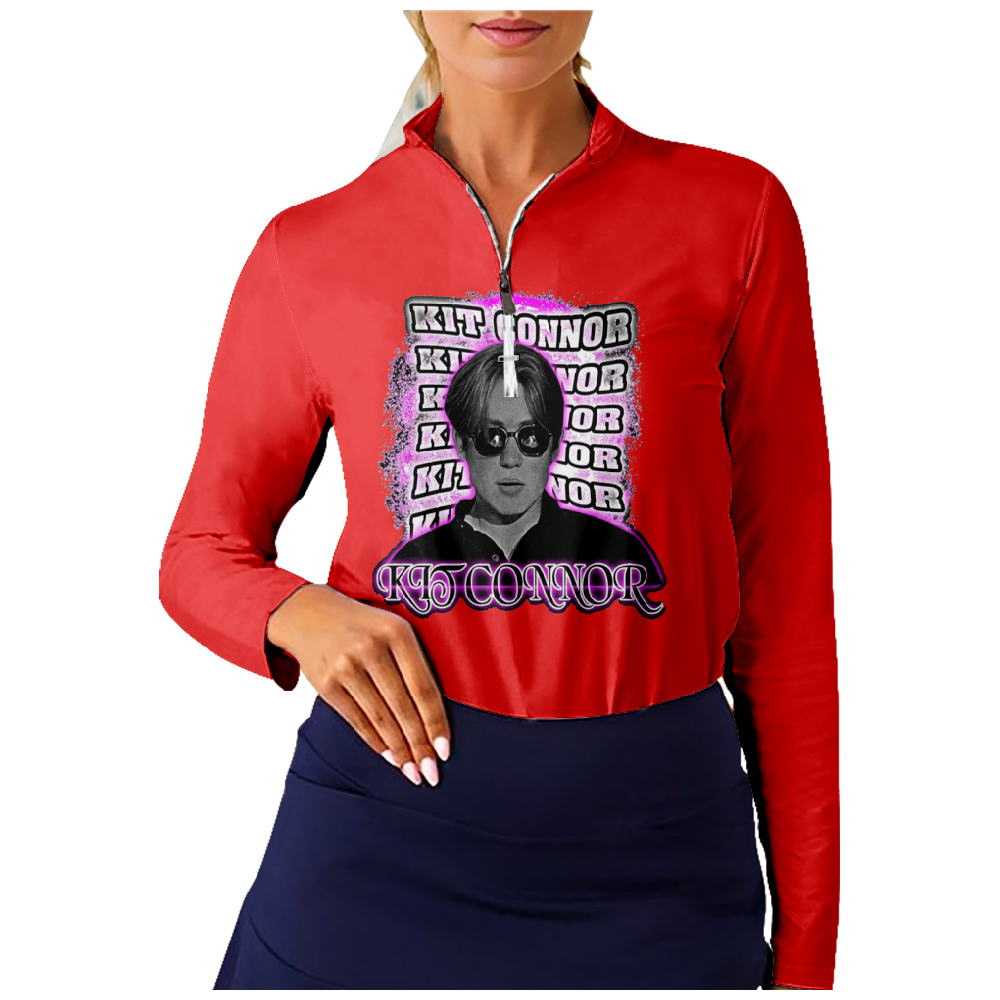 Kit Connor Long Sleeve Shirts Women's Half Zip Stand Collar Tops Casual ...