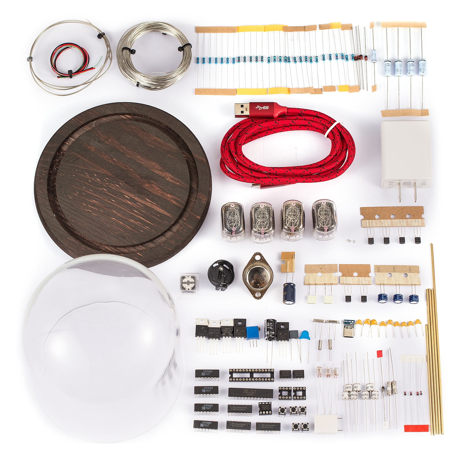 Kit DIY / Assembled Home Decor Clock W/ Round Glass Case IN-12 Nixie ...