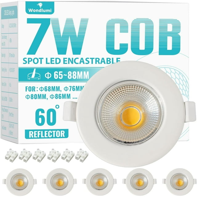 Kit De 6 Spots Encastrables Led 230V 7W, Spot Rond Blanc, Spots De Plafond 4000K Blanc Neutre ...