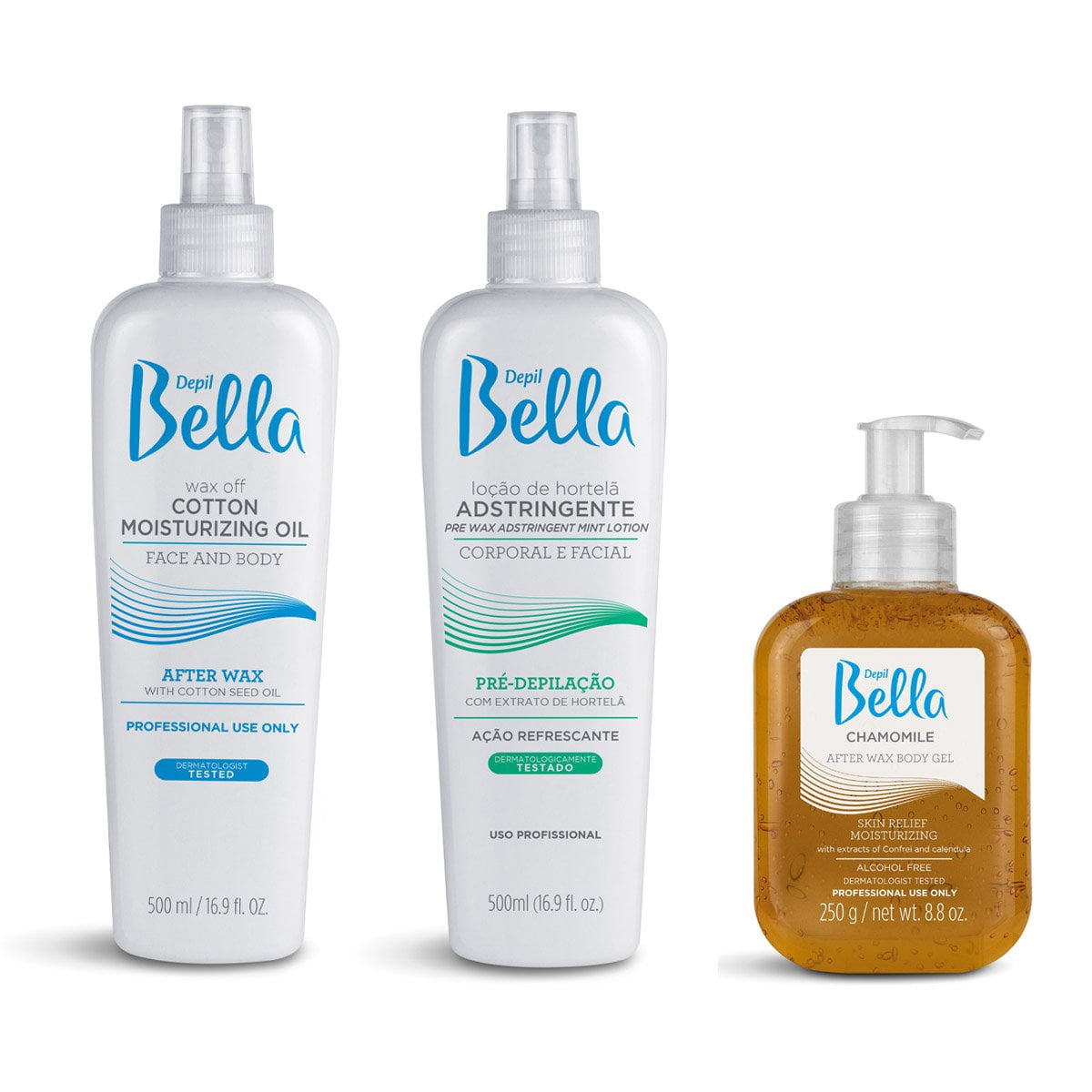 Kit Depil Bella, Yellow Pack, Pre Waxing Astringent Lotion, Post Waxing ...
