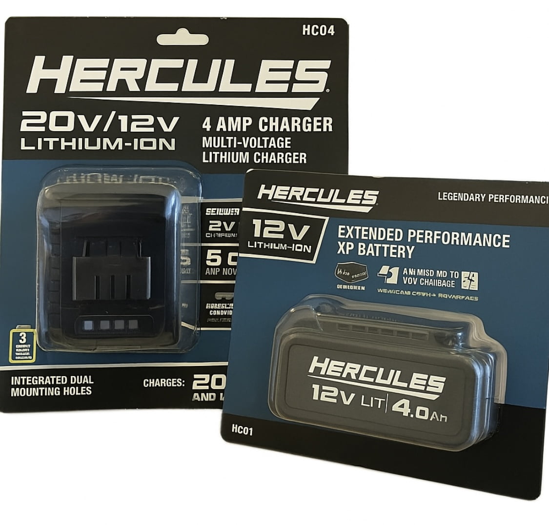 Kit Hercules 20V/12V Lithium-Ion Fast Battery Charging and Hercules 12V ...