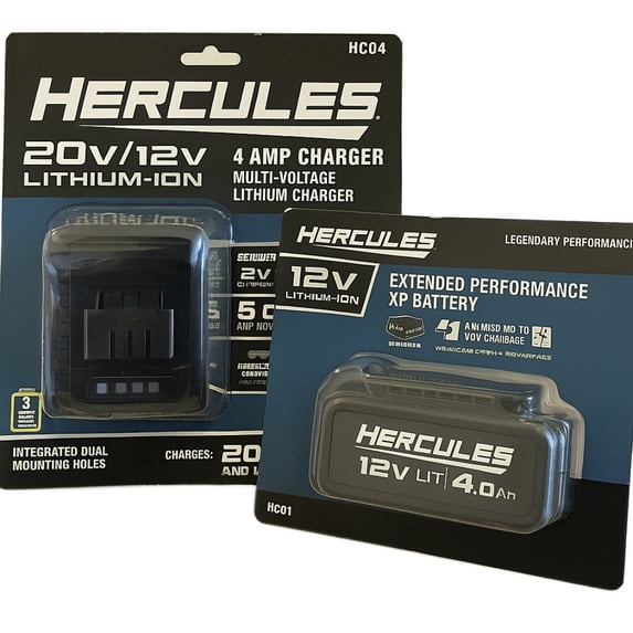 Kit Hercules 20V/12V Lithium-Ion Fast Battery Charging and Hercules 12V ...