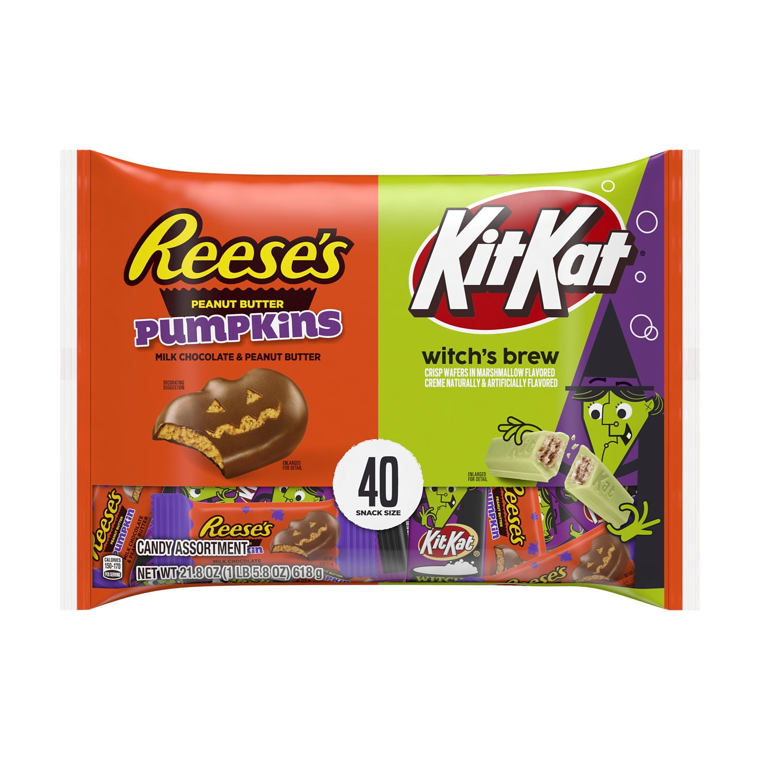 Kit Kat And Reese's Assorted Flavored Snack Size Halloween Candy, Bag ...