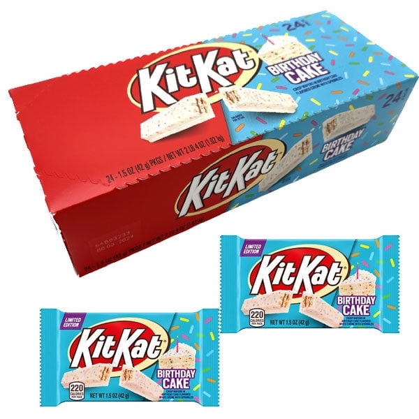 Kit Kat Birthday Cake – White Creme Crisp Wafers Candy Bars, 24 Count ...