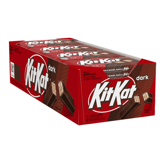 Kit Kat Dark Chocolate – Crisp Wafer Candy Bars, 24 Count Box (1.5 oz ...