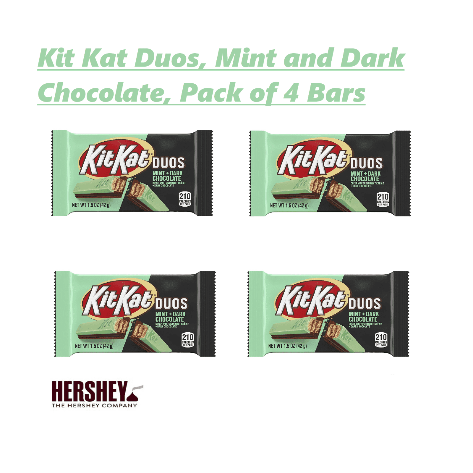 Kit Kat Duos Candy, Mint & Dark Chocolate Pack of 4 Bars - Walmart.com