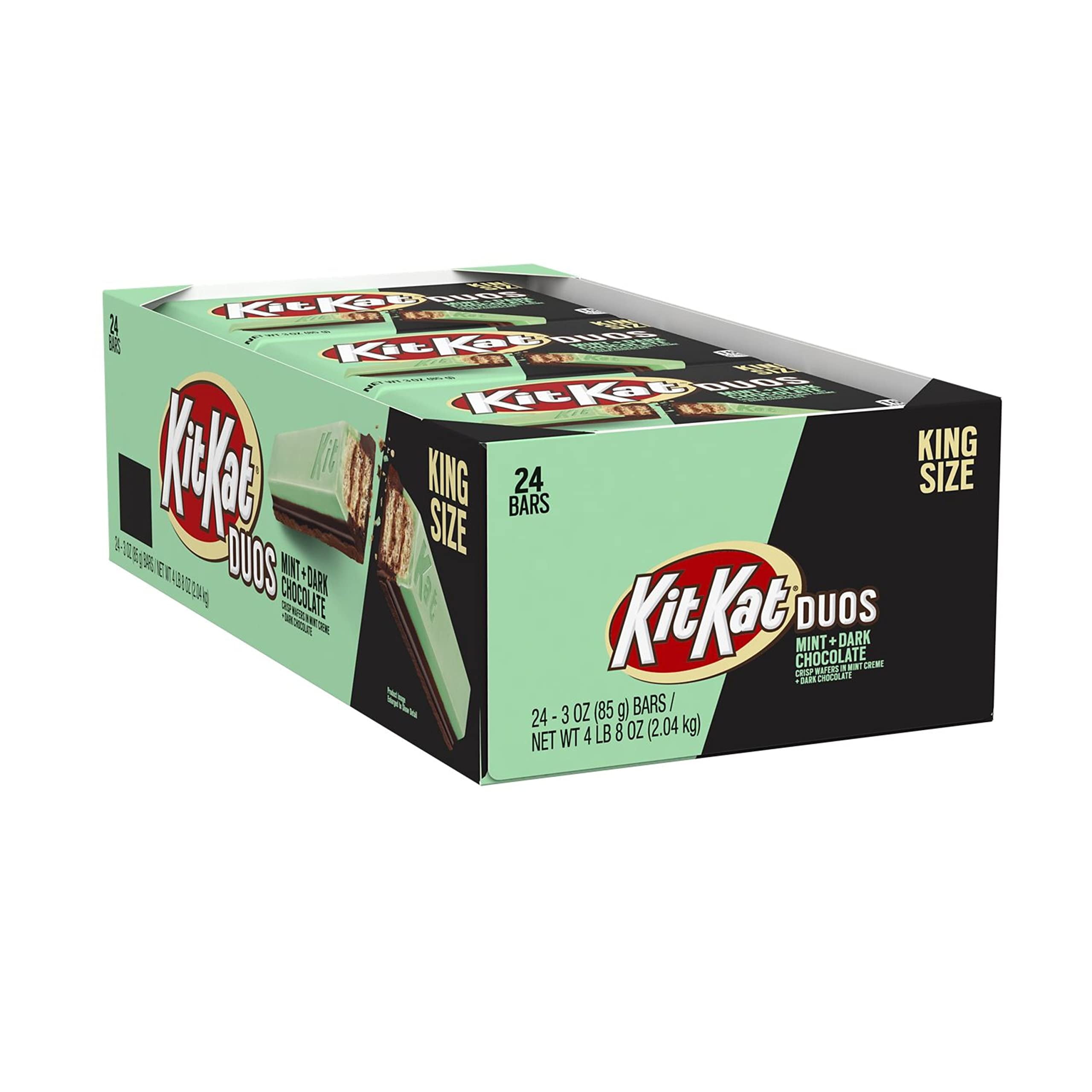 Kit Kat Duos Dark Chocolate Mint Wafer King Size, Candy Bars, 3 Oz (24 ...