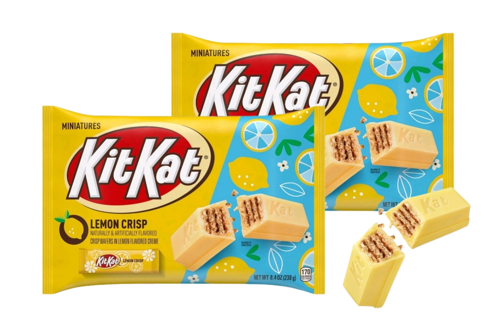 Kit Kat Lemon Crisp Miniatures 2 Pack, Individually Wrapped Seasonal ...