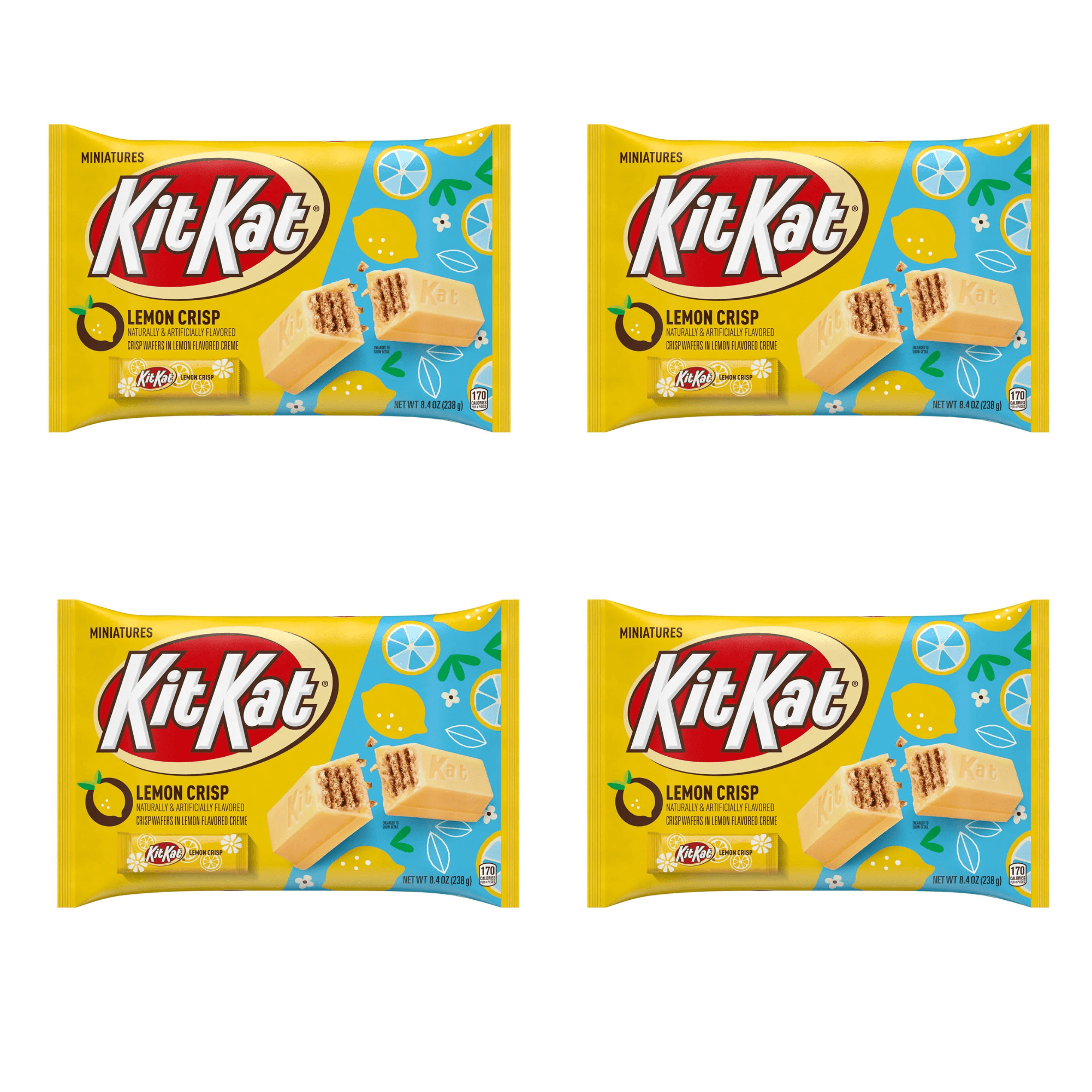 Kit Kat Lemon Crisp Miniatures 4 Pack, Individually Wrapped Seasonal ...