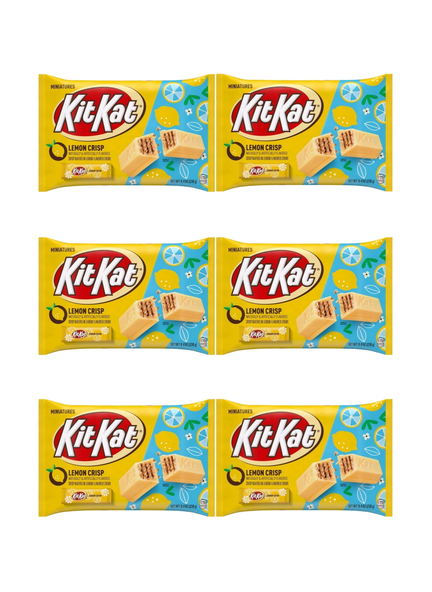 Kit Kat Lemon Crisp Miniatures 6 Pack, Individually Wrapped Seasonal Candy, 8.4 oz Per Bag ...