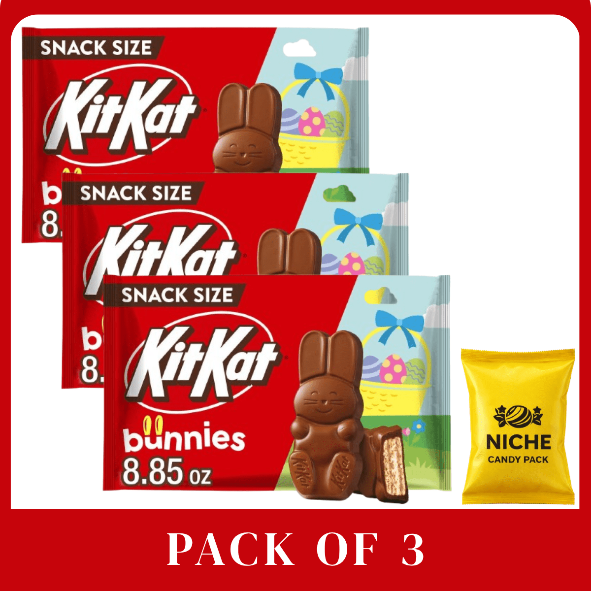Kit Kat Milk Chocolate Crisp Wafers Easter Bunny Candies, 8.85 oz (3 ...
