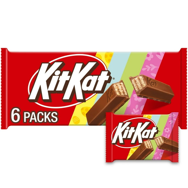 KIT KAT Full Size Milk Chocolate Wafer Easter Candy, 1.5 oz Bars, 6 ...