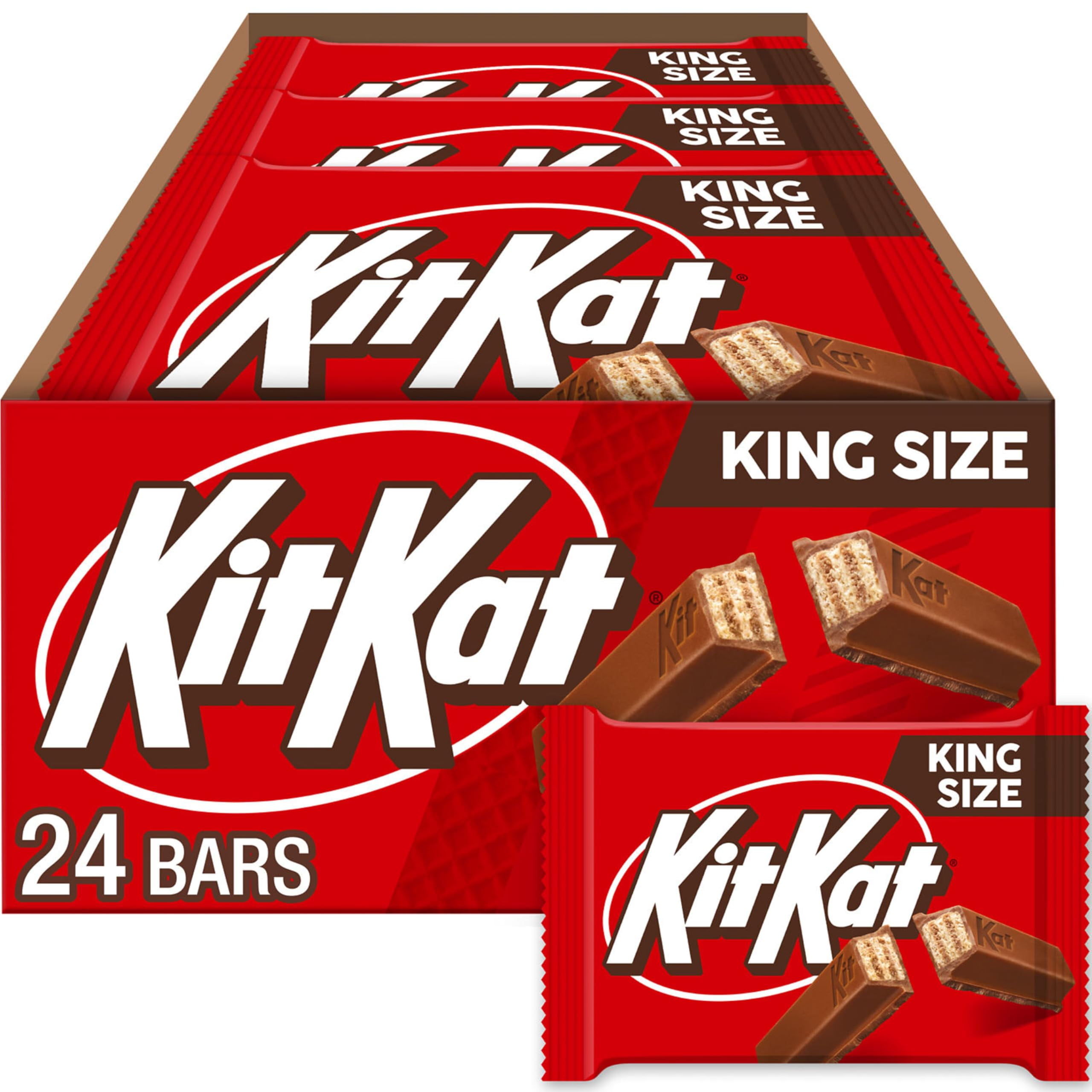 Kit Kat Milk Chocolate Wafer King Size, Christmas Candy Bars, 3 Oz (24 ...