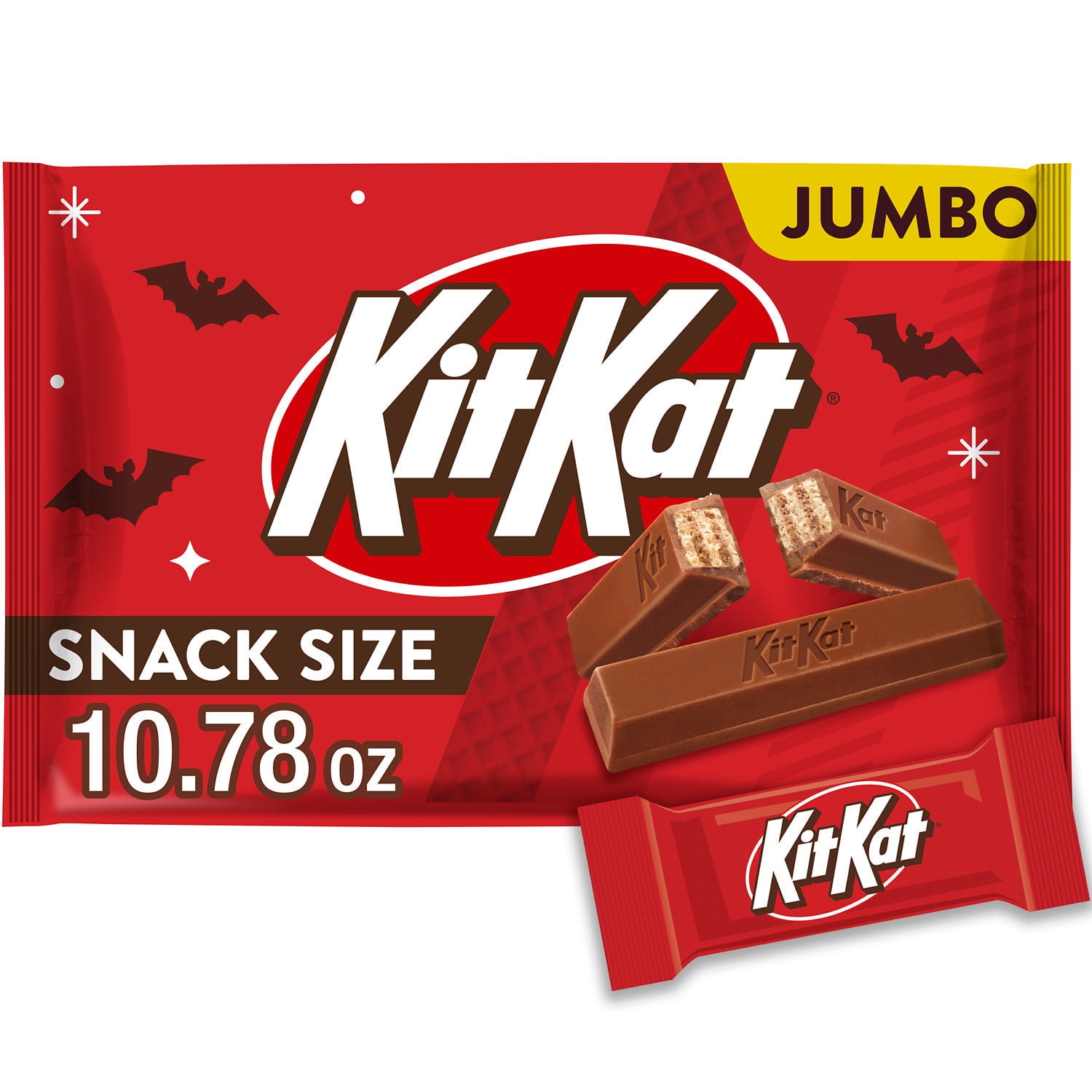 Kit Kat Milk Chocolate Wafer Snack Size Halloween Candy, Bag 10.78 oz ...