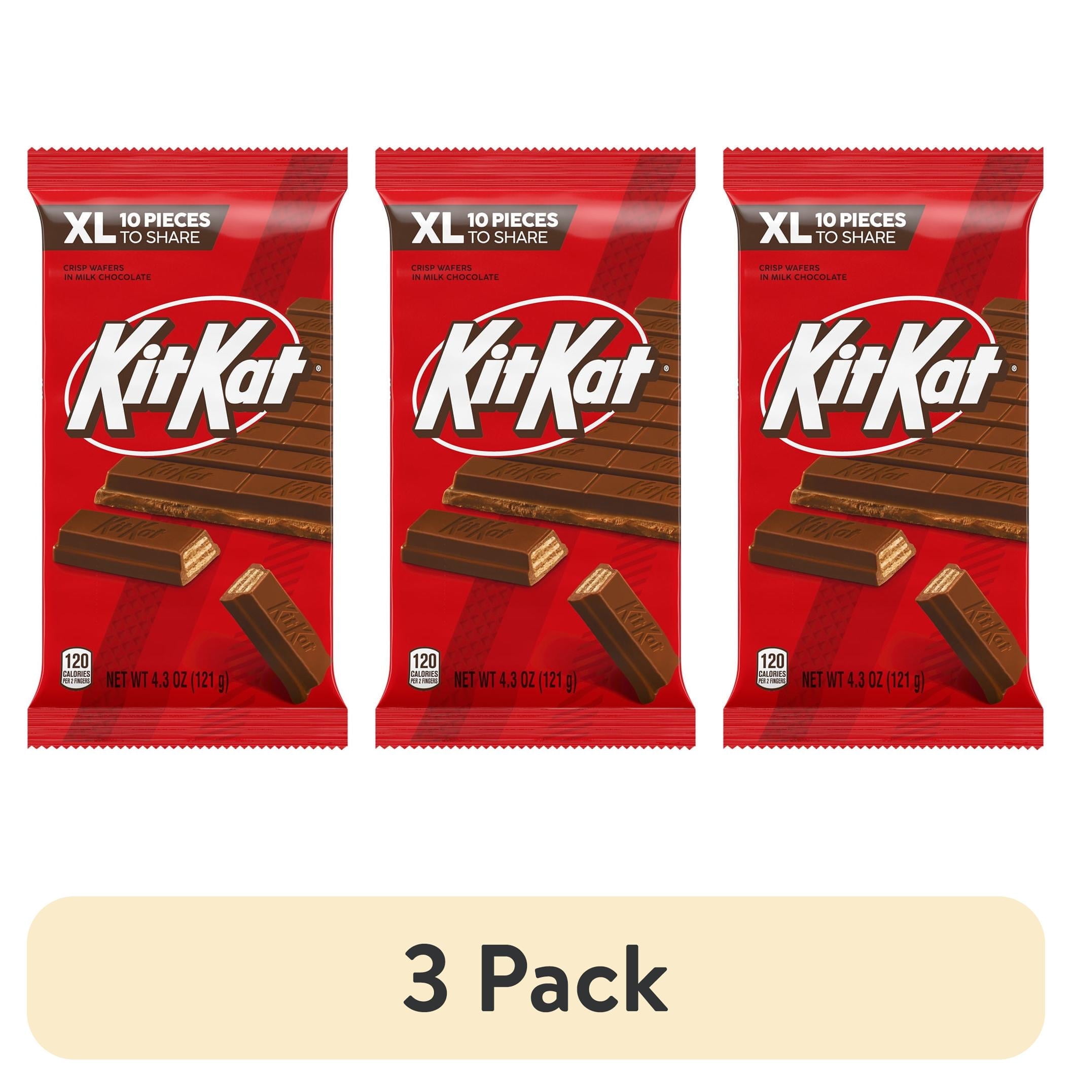 (3 pack) Kit Kat Milk Chocolate Wafer XL Candy, Bar 4.3 oz, 10 Pieces ...
