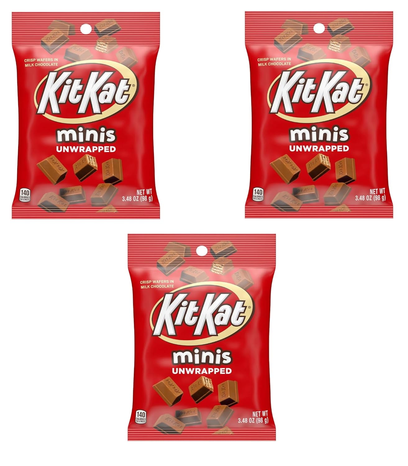 Kit Kat Minis Unwrapped - Pack of 3 - Delicious Classic Candy That ...