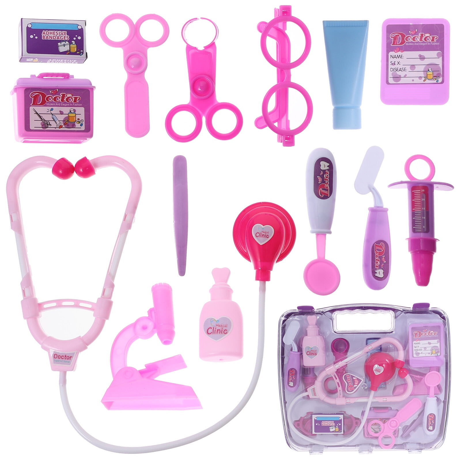 Kit for Kids: 14Pcs Pretend Play Playset with Carrying Case Electronic ...