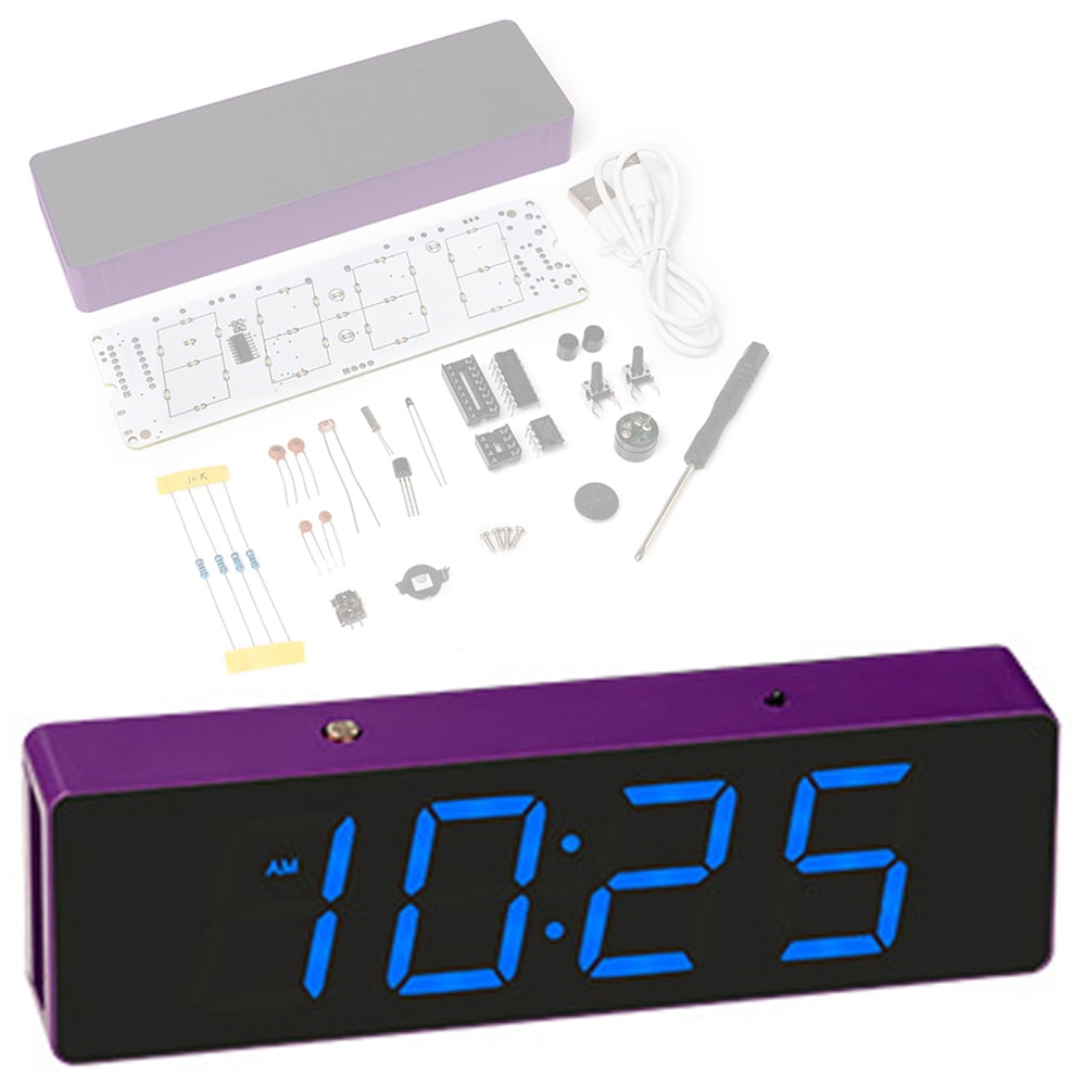 Kit LED Electronic Clock Kit Four Light Control Modes Alarm Clock Time ...