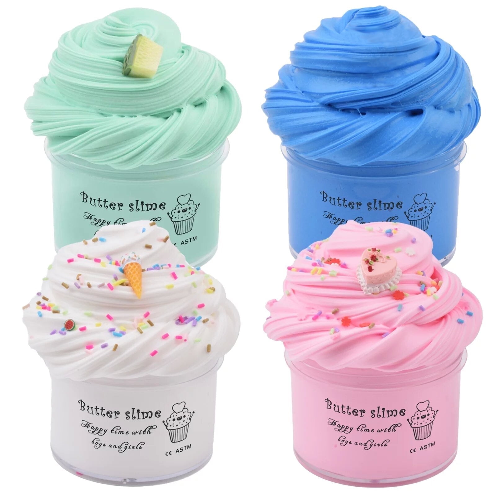4 Pack Butter Slime Kit, Super Soft, Non-Sticky, Play & Gift Set for ...