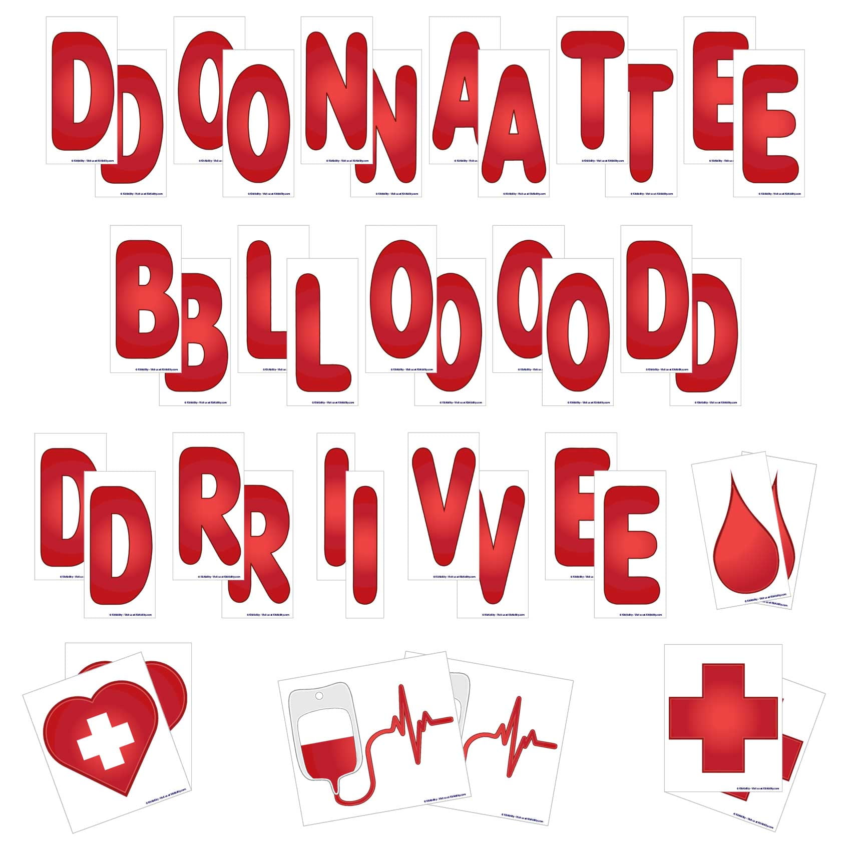 KitAbility Blood Drive Emoji Sets for Message Board Sidewalk Signs with ...
