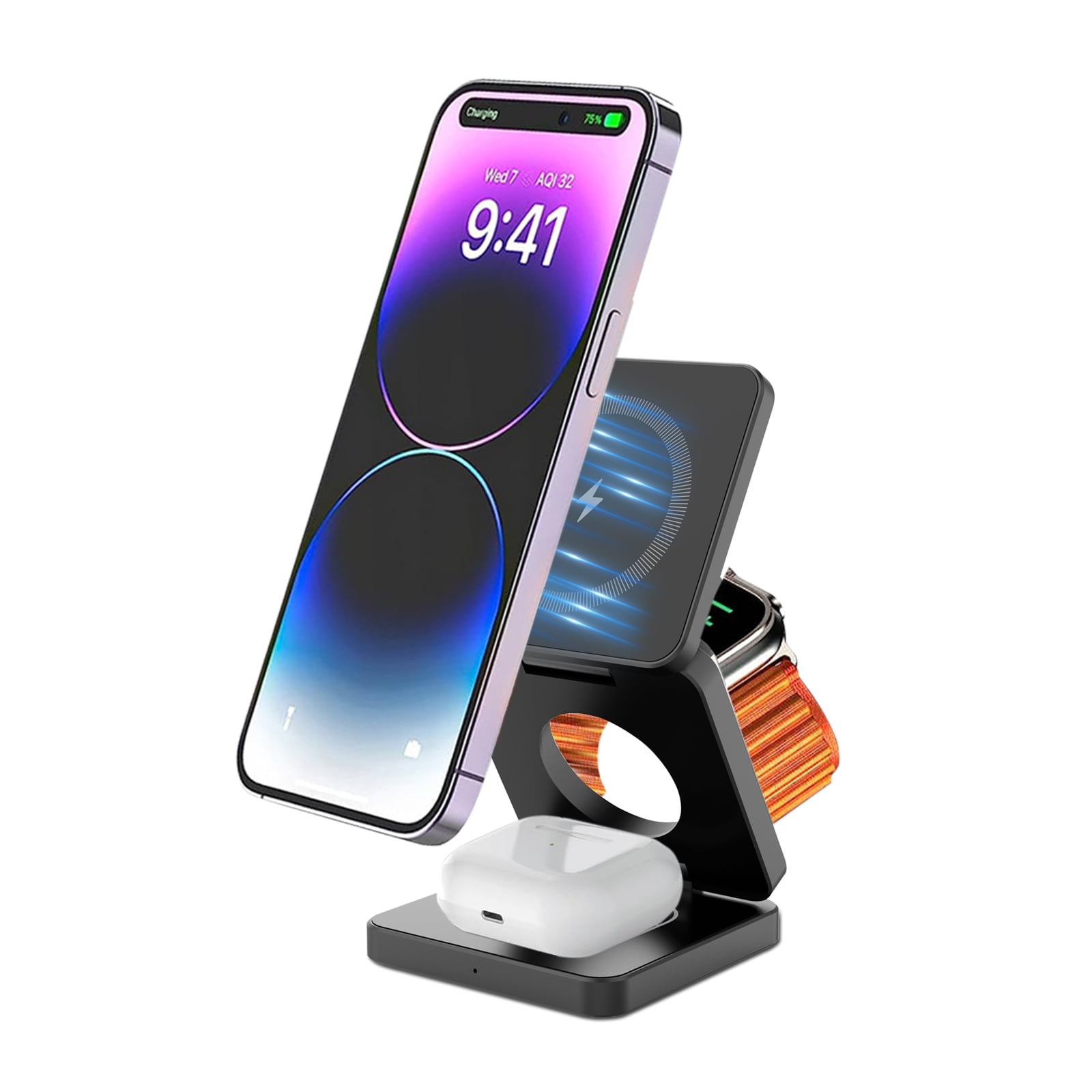 KitBox 3 in 1 Wireless Charging Station - Foldable Charger for Apple ...