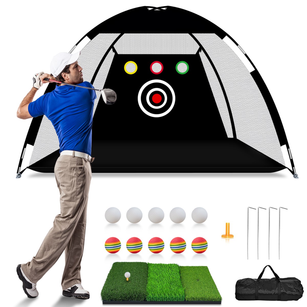 ZENSTYLE 10x7ft Backyard Training Golf Net, Portable Impact Swing ...