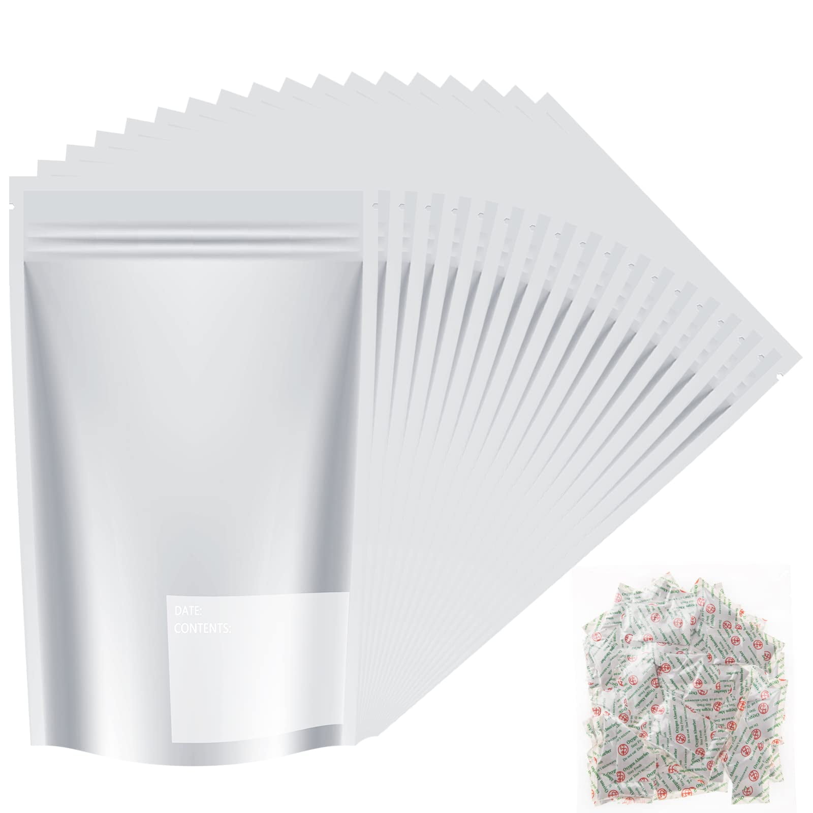 KitVacPak 1 Gallon Mylar Bags with 500cc(50 Packets) Oxygen Absorbers,5 ...