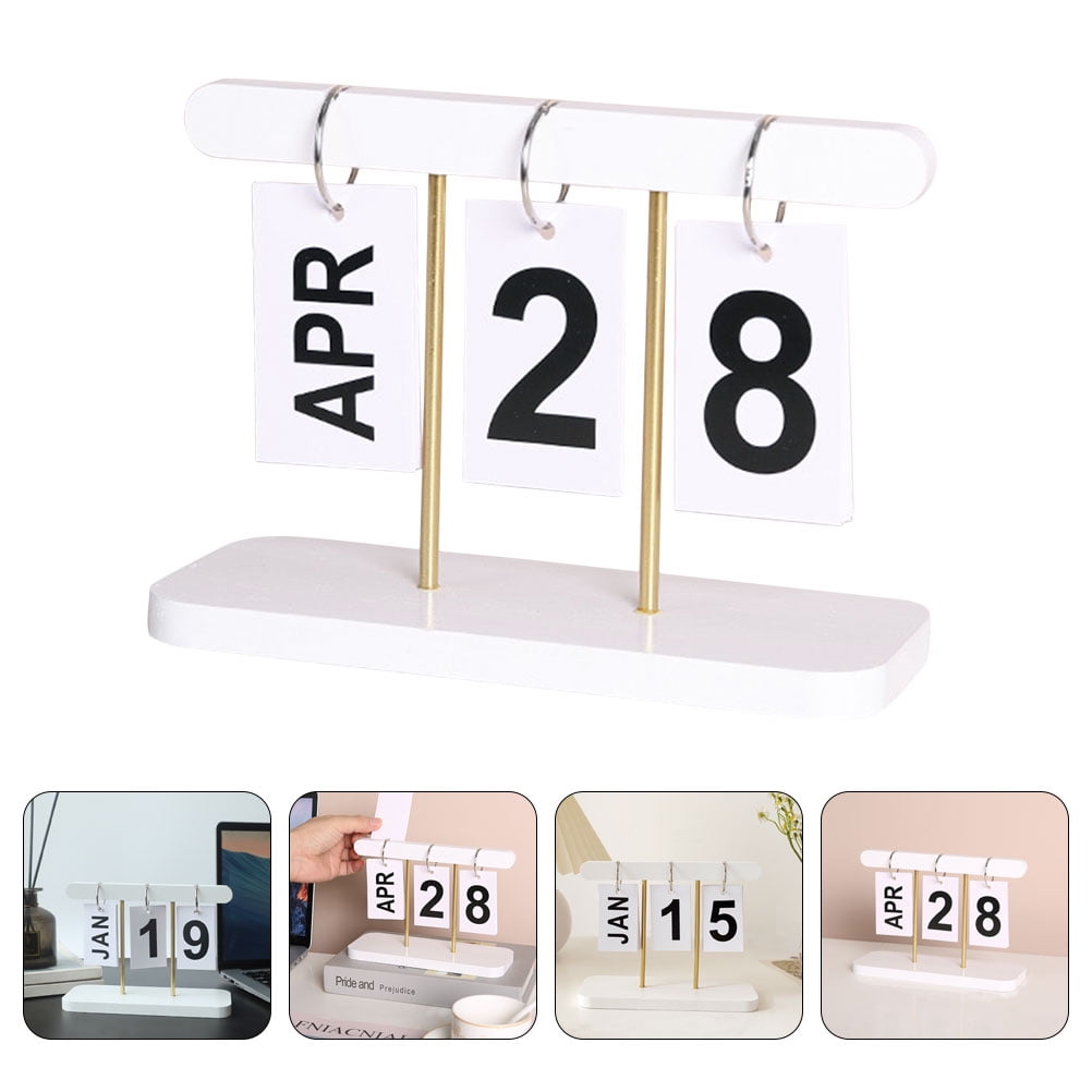 Kitandove 1Set Aesthetic White Flip Calendar Stainless Steel Paper ...