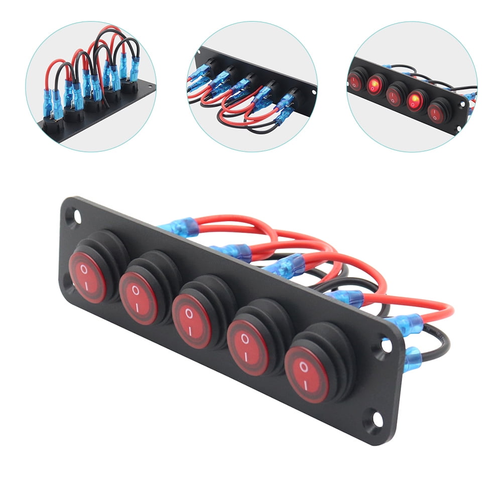 Kitandove 1Set RV Switch Panel for Vehicles and Marine 5 Gangs Control ...