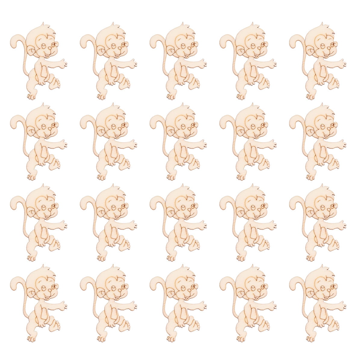 Kitandove 20Pcs Diy Wooden Monkeys Unfinished Cutouts for Baby Shower ...
