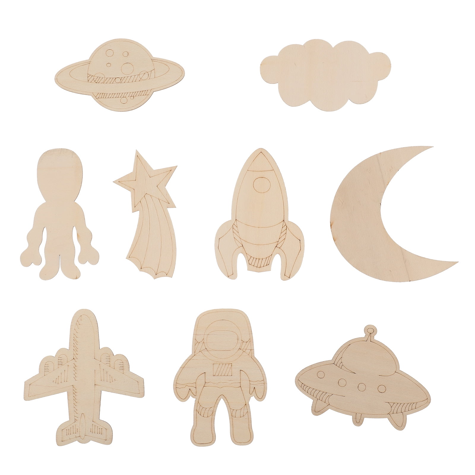 Kitandove Outer Space Style Decorative Items Wooden Crafts Chips Wood ...