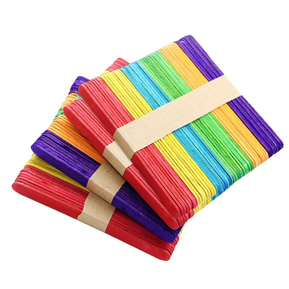 Kitandove 50Pcs Assorted Color Wood Craft Sticks for Diy Projects and ...