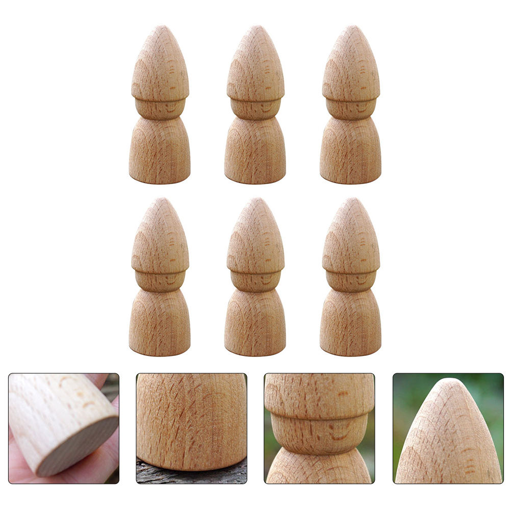 Kitandove 6pcs Diy Wood Figures Graffiti Puppet For Decoration Craft ...
