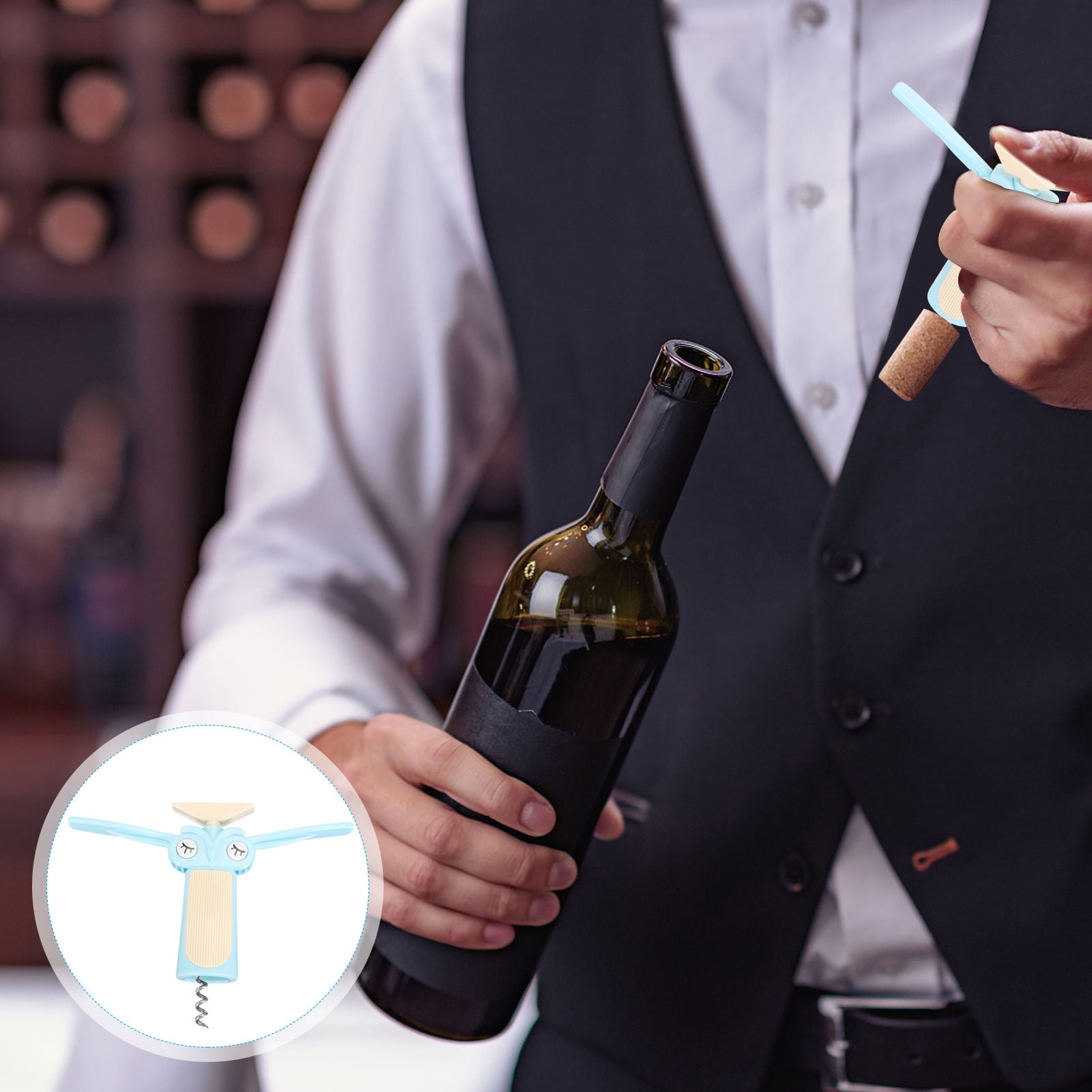 Kitandove Corkscrews Wine Bottle Opener 1Pack in Wing Shaped Blue ABS for Practical Use by Wine ...