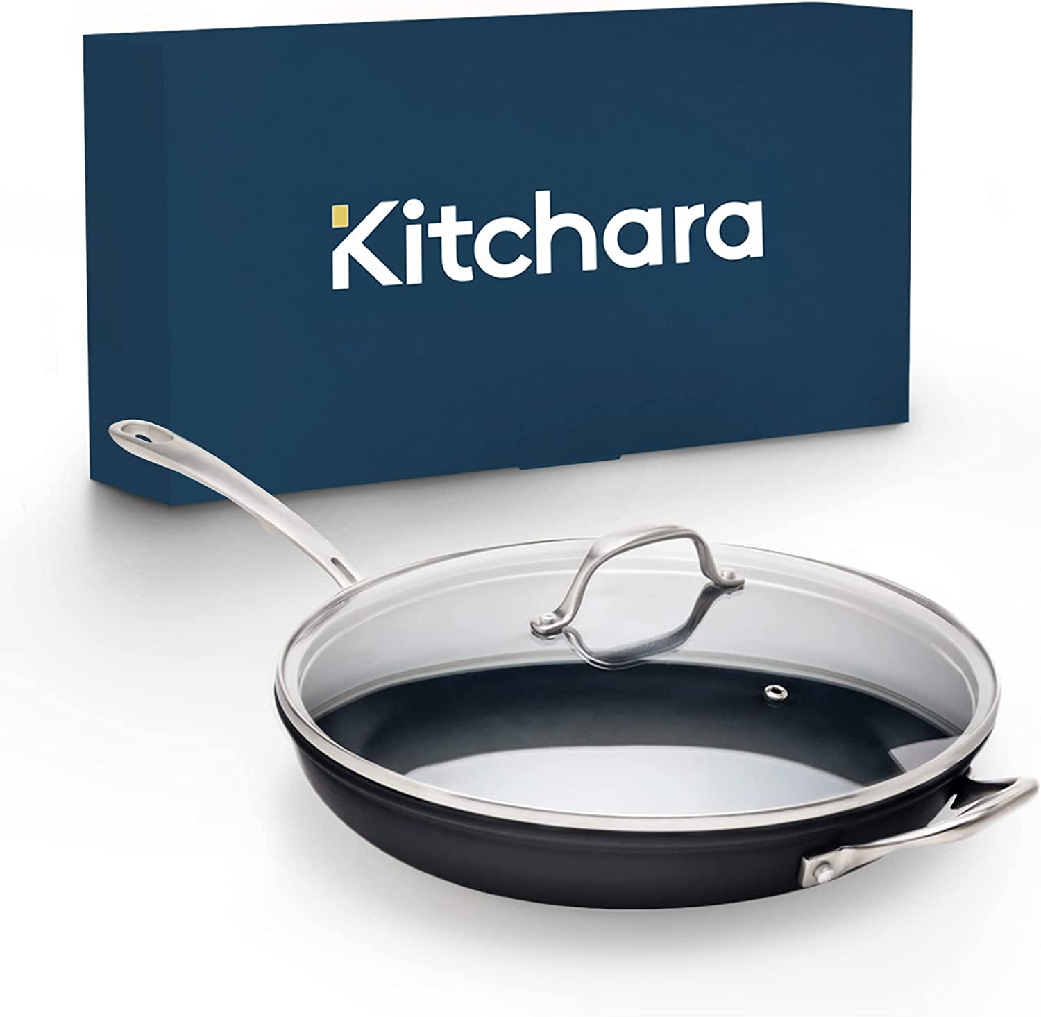 Kitchara Nonstick Frying Pan - 12" Hard Anodized Aluminum Skillet with ...