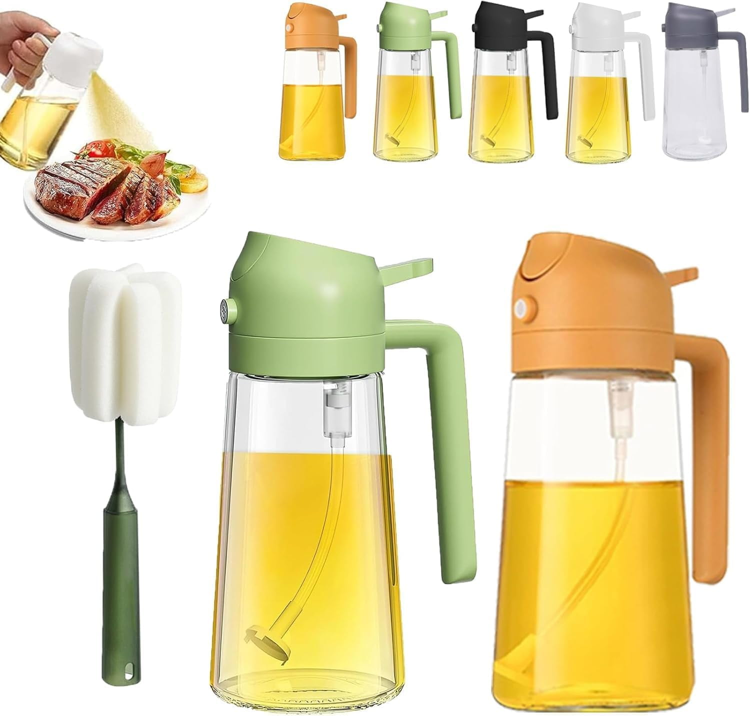 Kitchen 2 in 1 Oil Dispenser, 2 in 1 Oil Dispenser and Oil Sprayer,2 in ...