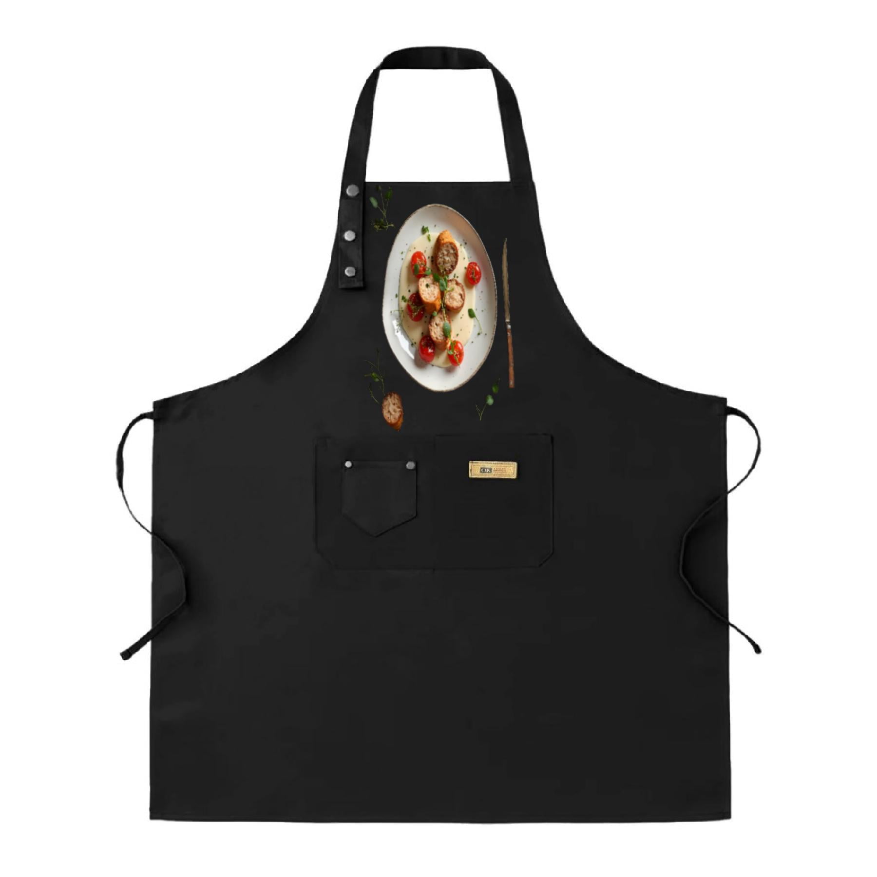 Kitchen 2 Pack Adjustable Bib Apron with Front Pocket & Oval Plate ...