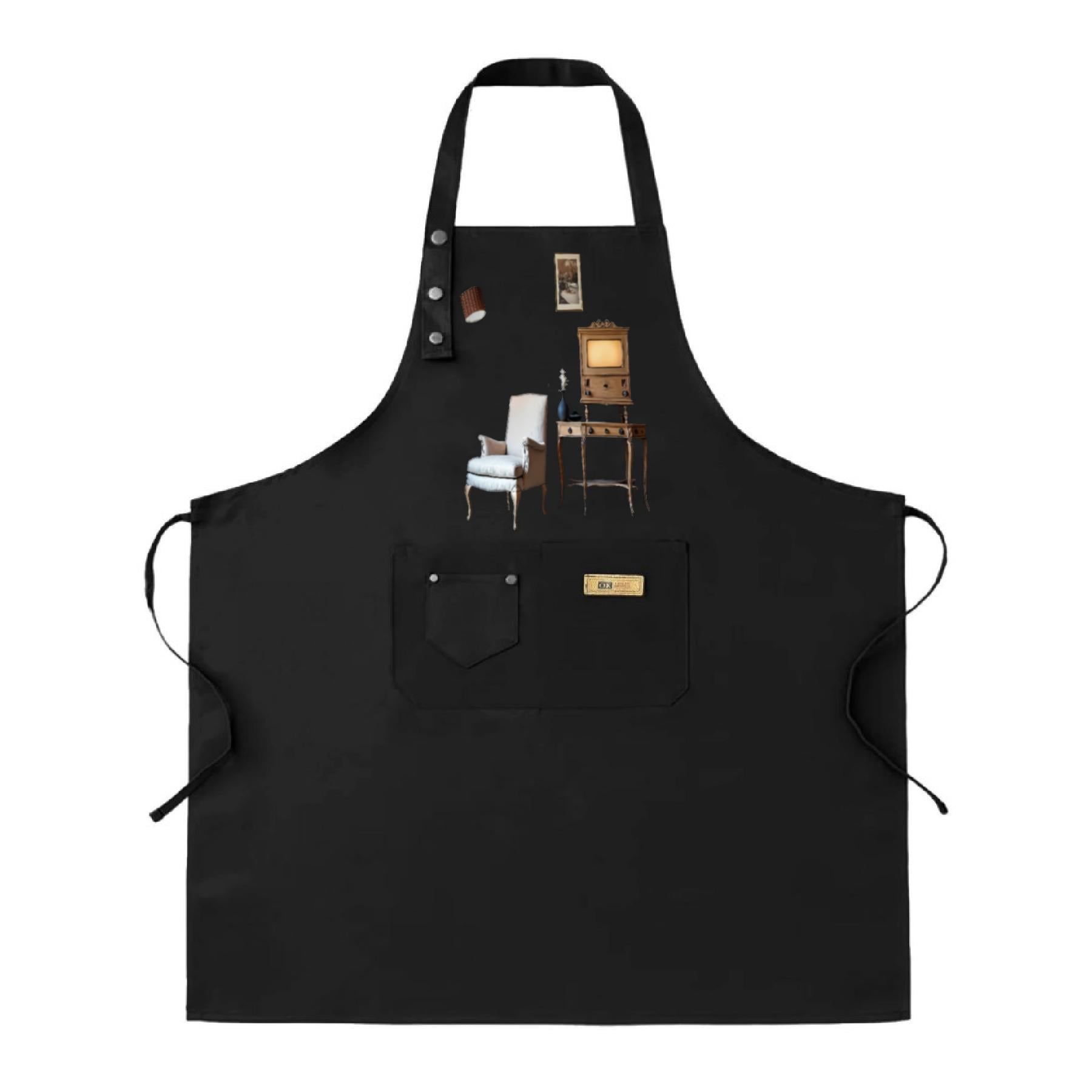Kitchen 2 Pack Adjustable Bib Apron with Vintage TV & Desk Design 2 ...