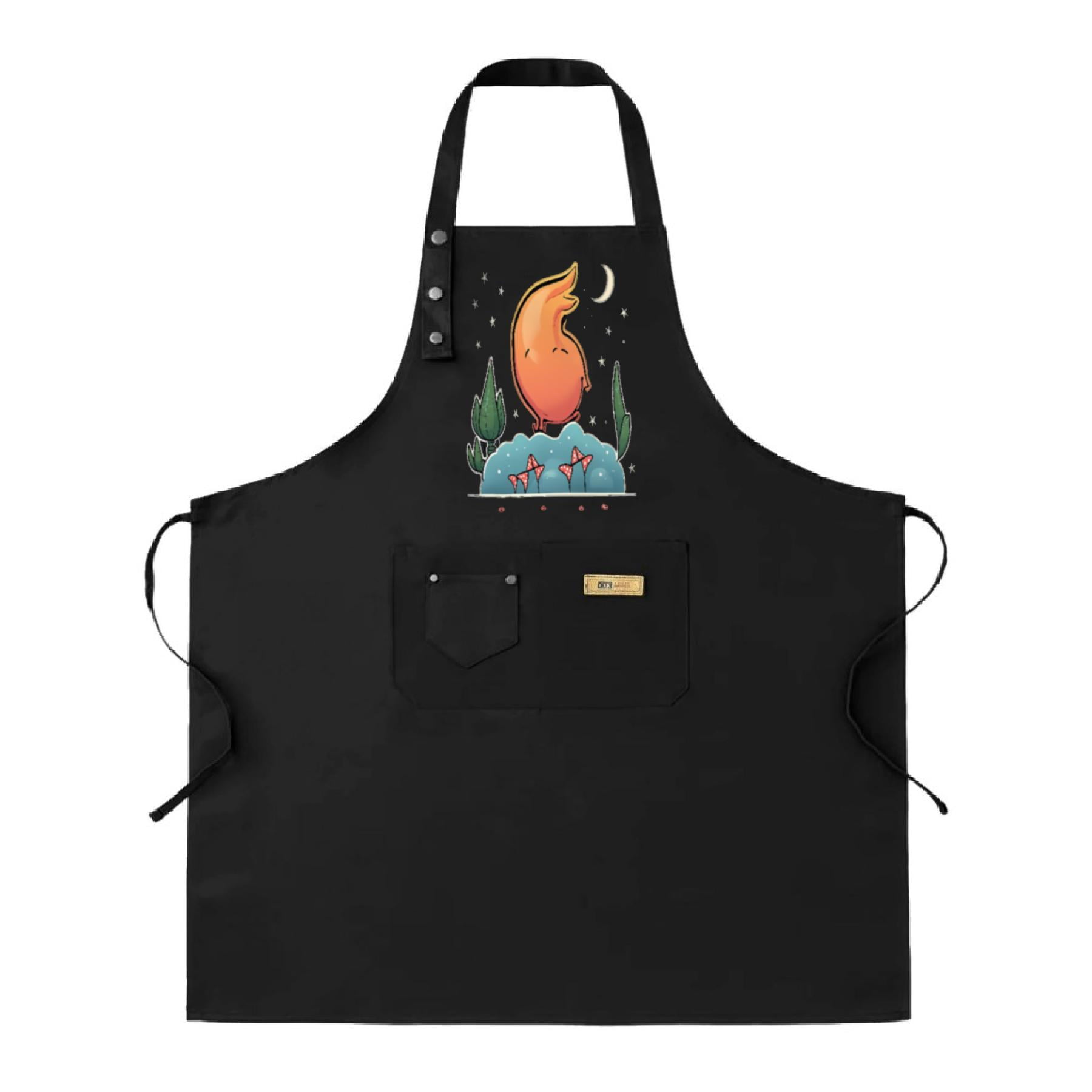 Kitchen 2 Pack Bib Apron - Adjustable Black Apron with Colorful Fire ...