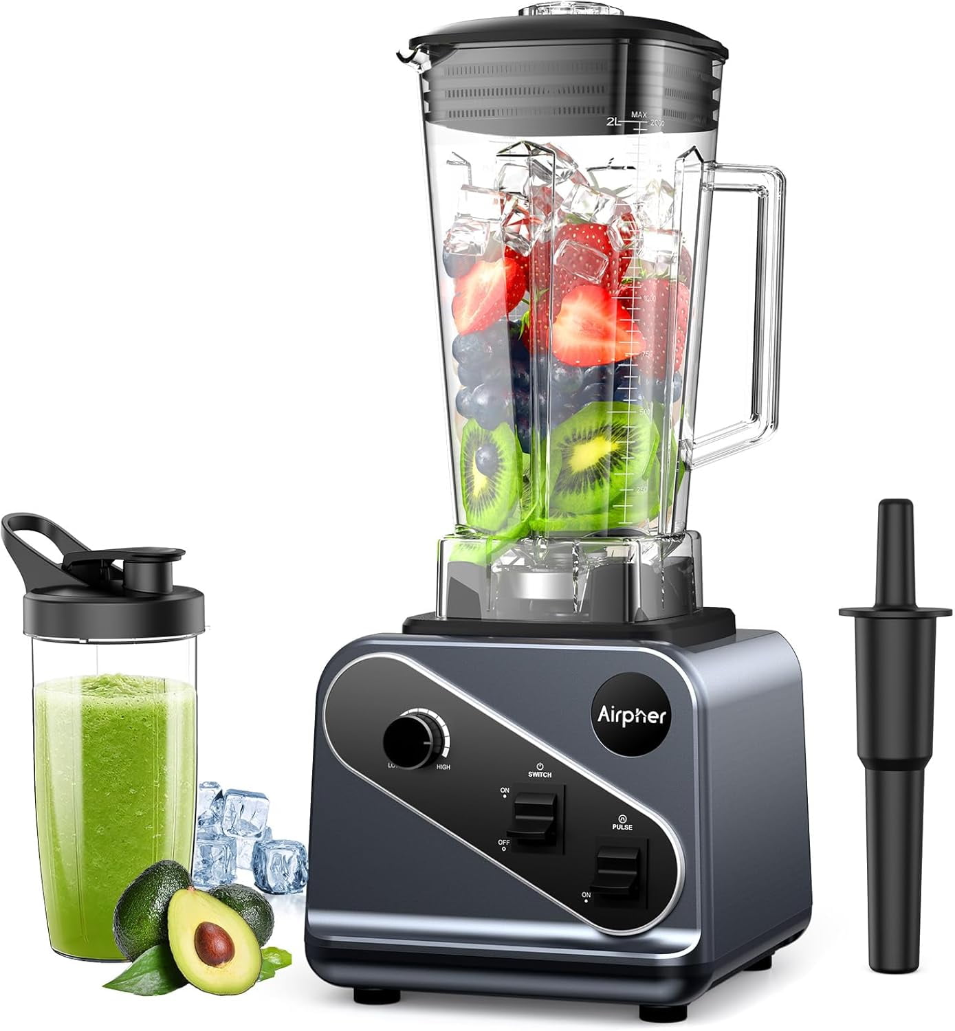 for Kitchen, 2000W Professional Blender, 68oz Large Capacity with 27oz ...