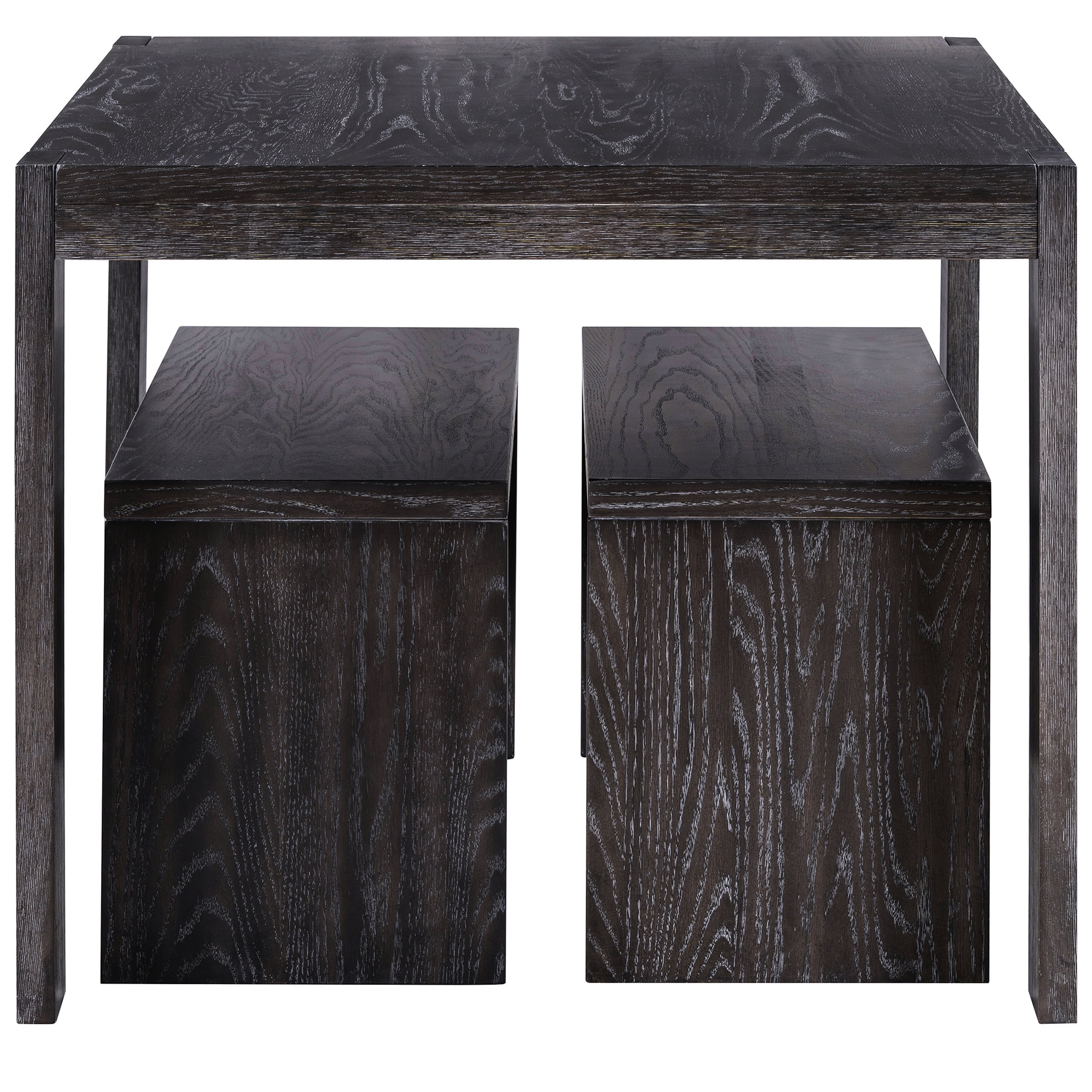 Kitchen 3 Dining - Table & 2 Benches With Oak Veneer, Rubber Wood Frame ...