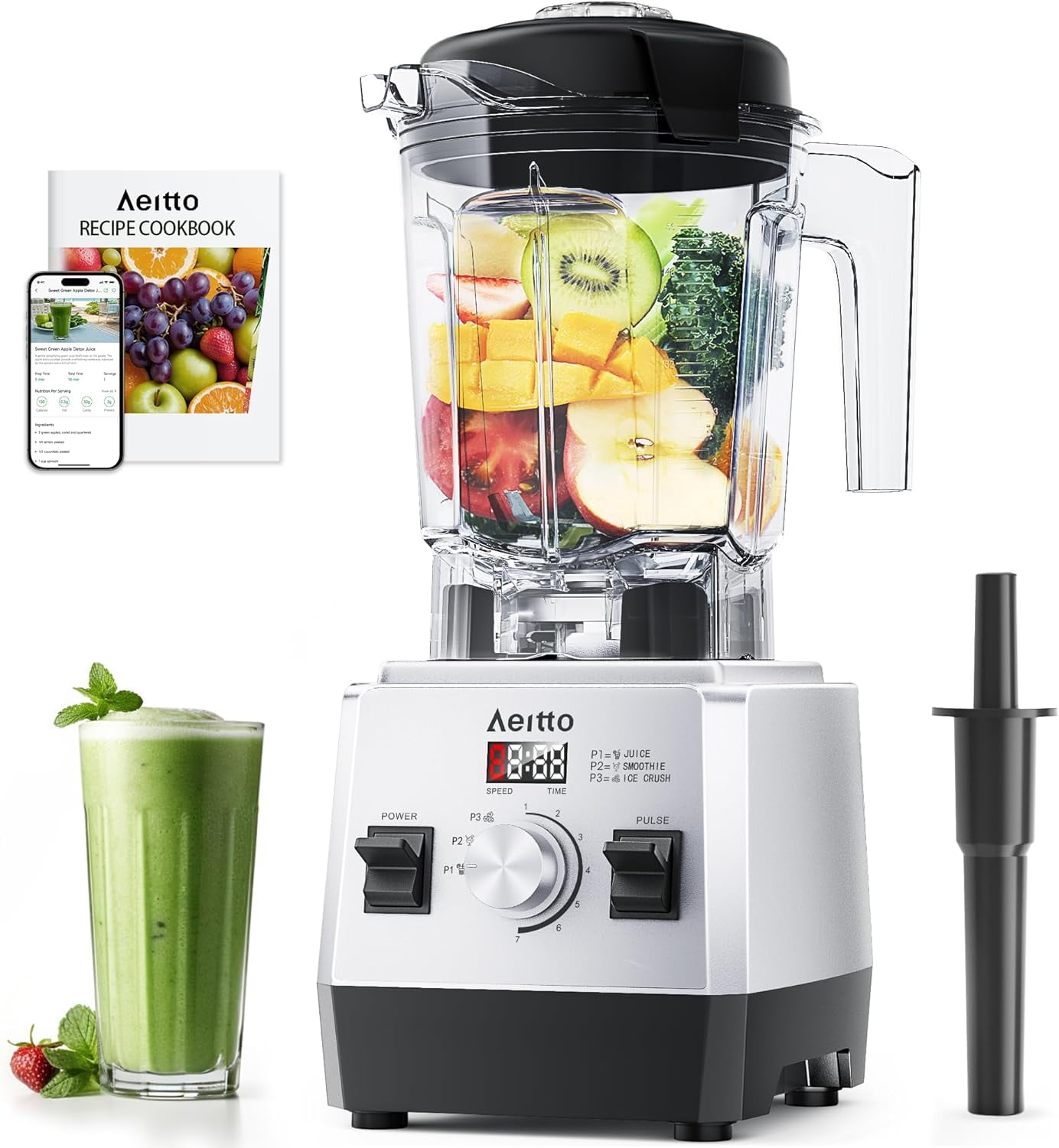 for Kitchen with 68Oz. Jar, 1800W Max Power Smoothie Blender, 3 Preset ...