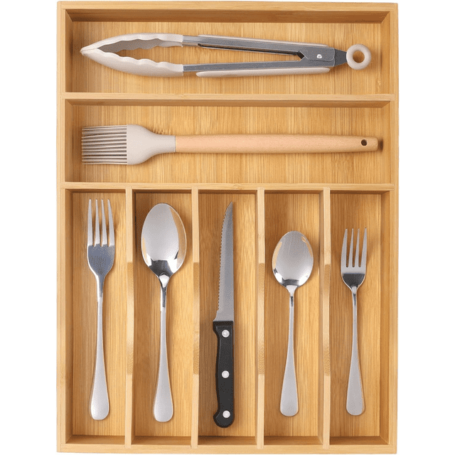 Kitchen Acacia Silverware Organizer, Kitchen Drawer Organizer - Extra ... Kitchen Acacia Silverware Organizer, Kitchen Drawer Organizer - Extra ...