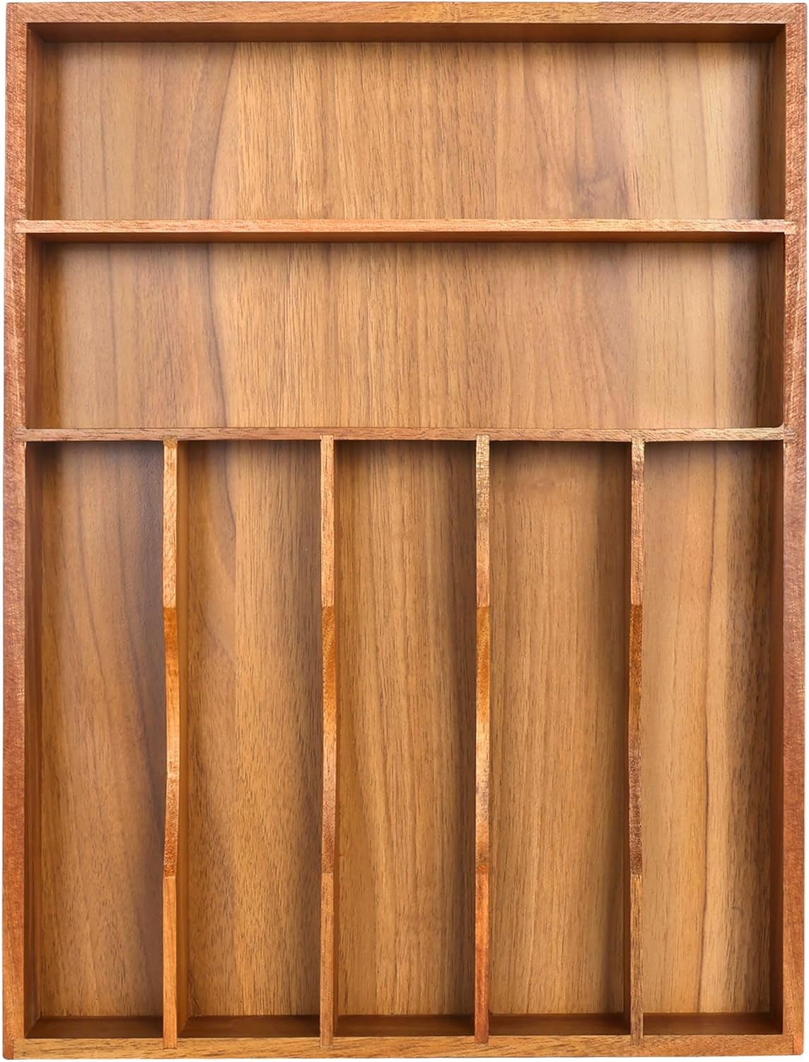 Kitchen Acacia Silverware Organizer - Extra Deep Grooved Drawer Divider ...