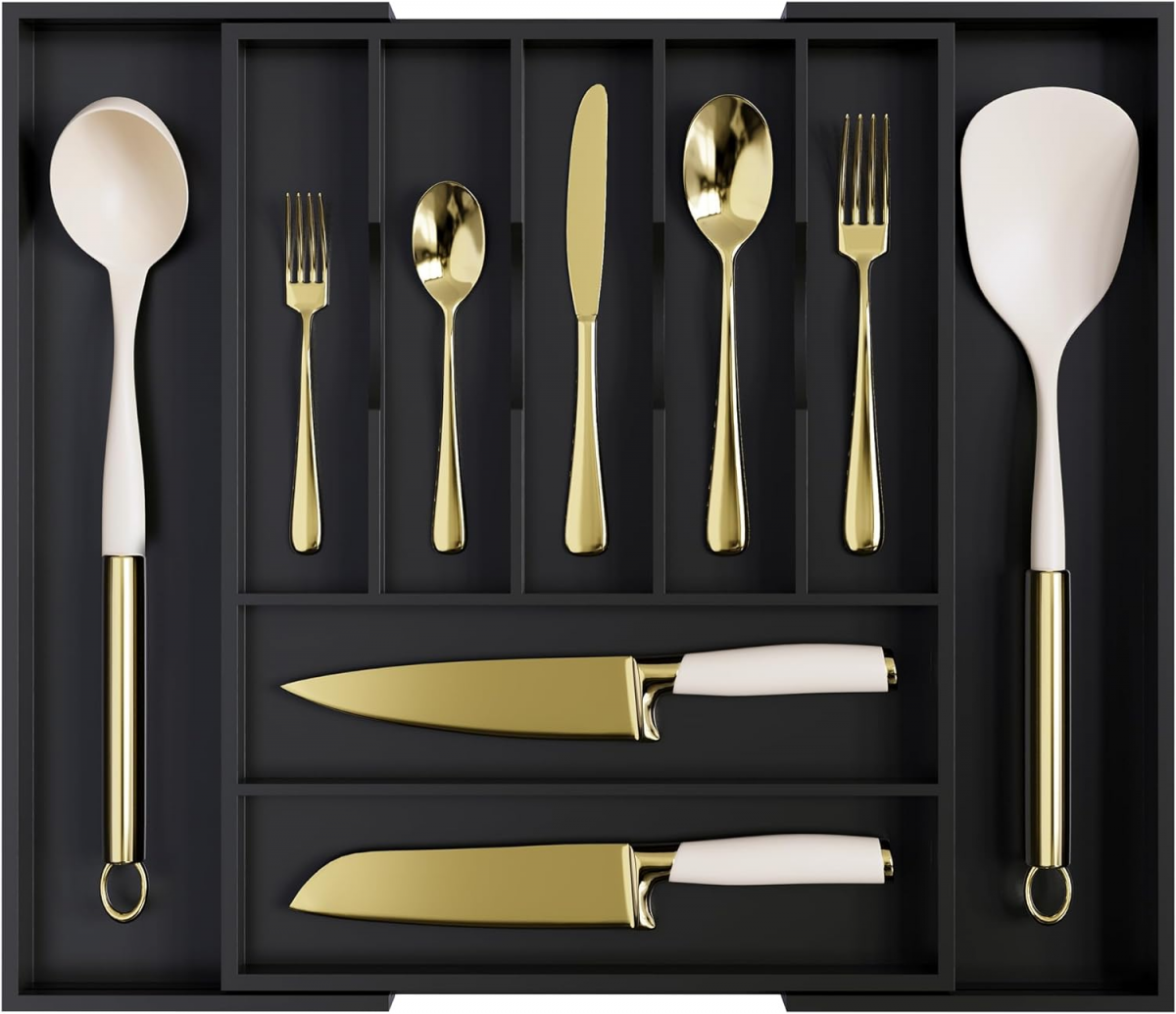 Kitchen Acacia Silverware Organizer, Kitchen Drawer Organizer - Extra ...