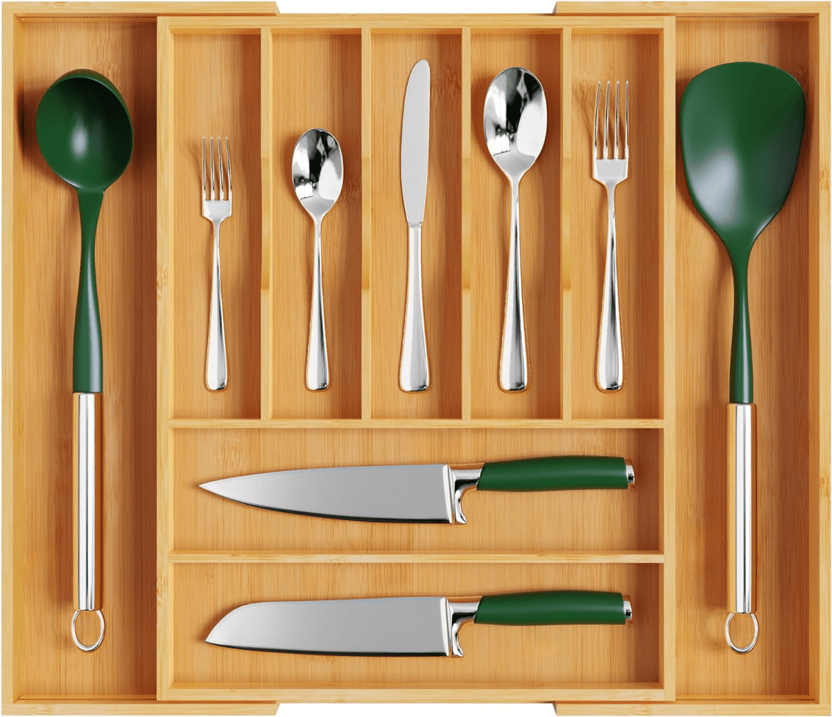 Kitchen Acacia Silverware Organizer, Kitchen Drawer Organizer - Extra ...
