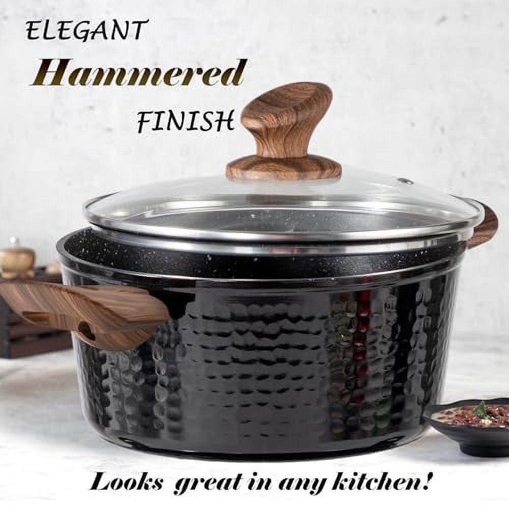 Kitchen Academy Pots and Pans Set Non Stick - 15 Pcs Black Induction ...