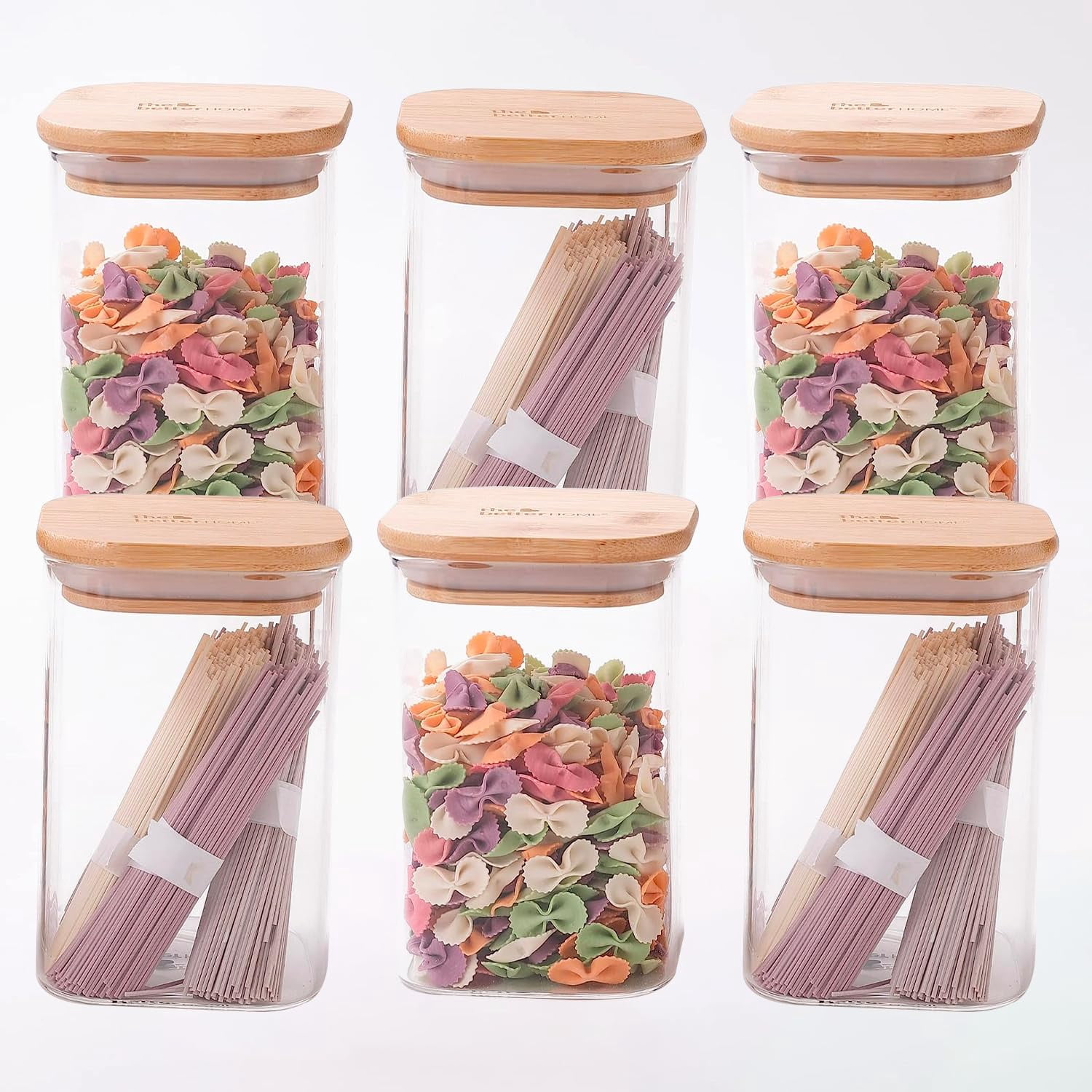 Kitchen Accessories Item With Bamboo Lid Pack Of 6 - 600ml Each I Rectangular Transparent ...