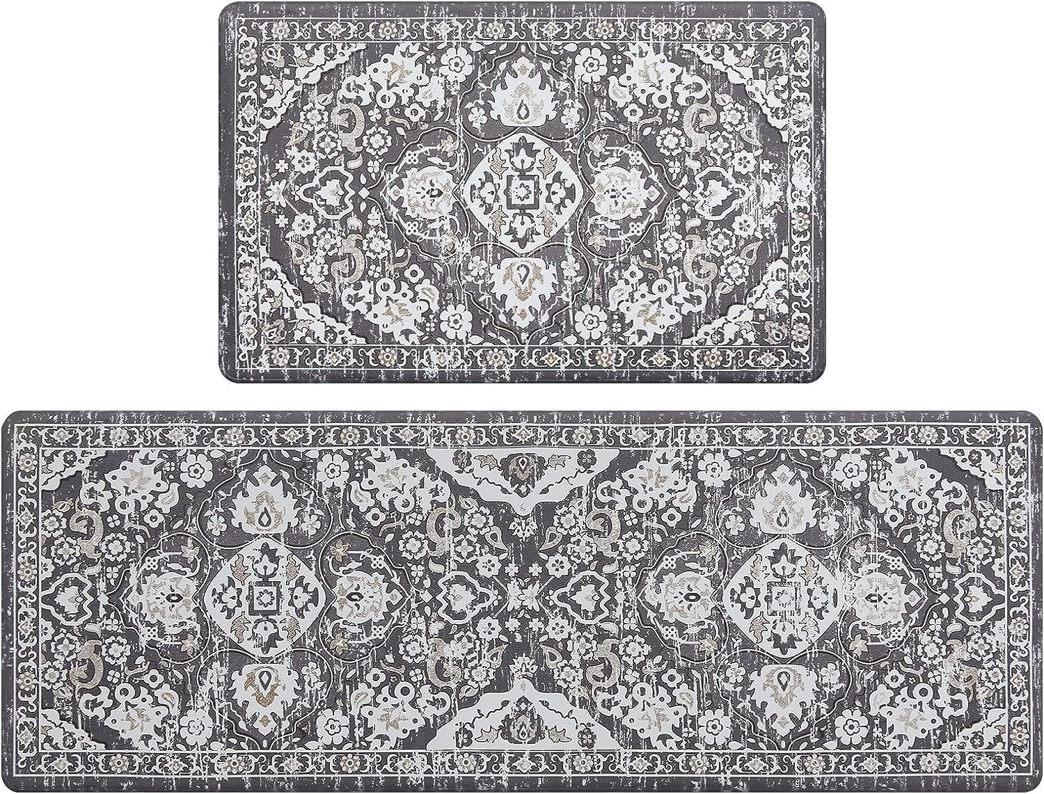 Kitchen Anti Fatigue Mat Set of 2 Cushioned Kitchen Mats for Standing ...