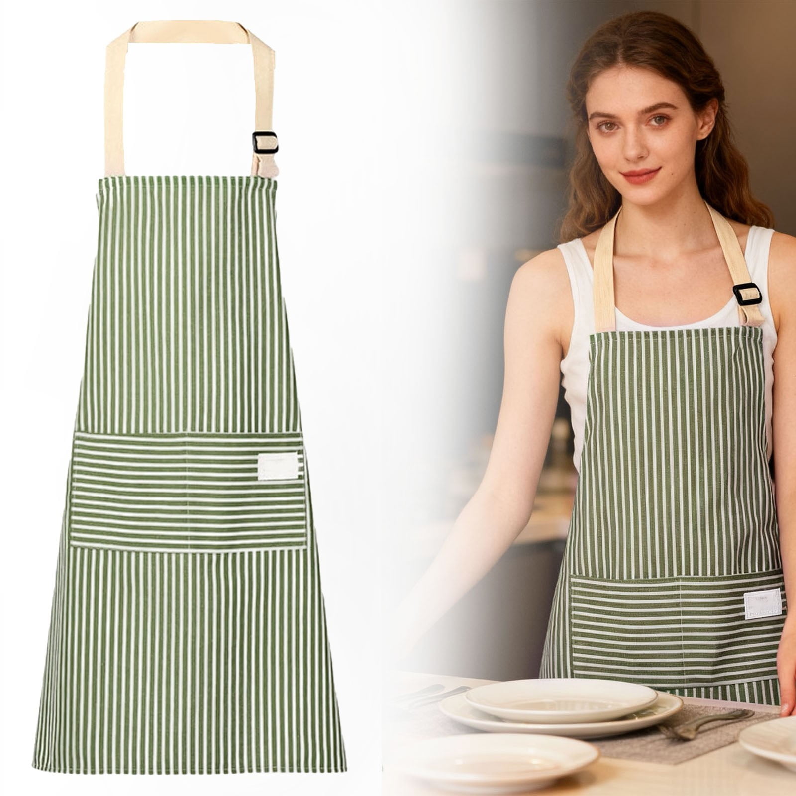 Kitchen Apron,Strip Aprons For Women With Two Pockets Aprons For ...